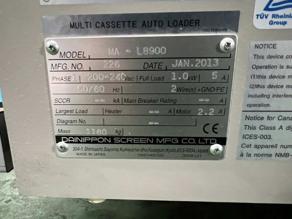 DAINIPPON-SCREEN-PT-R8900-MA-8900-2012-9：offered by Jay Enterprises ...