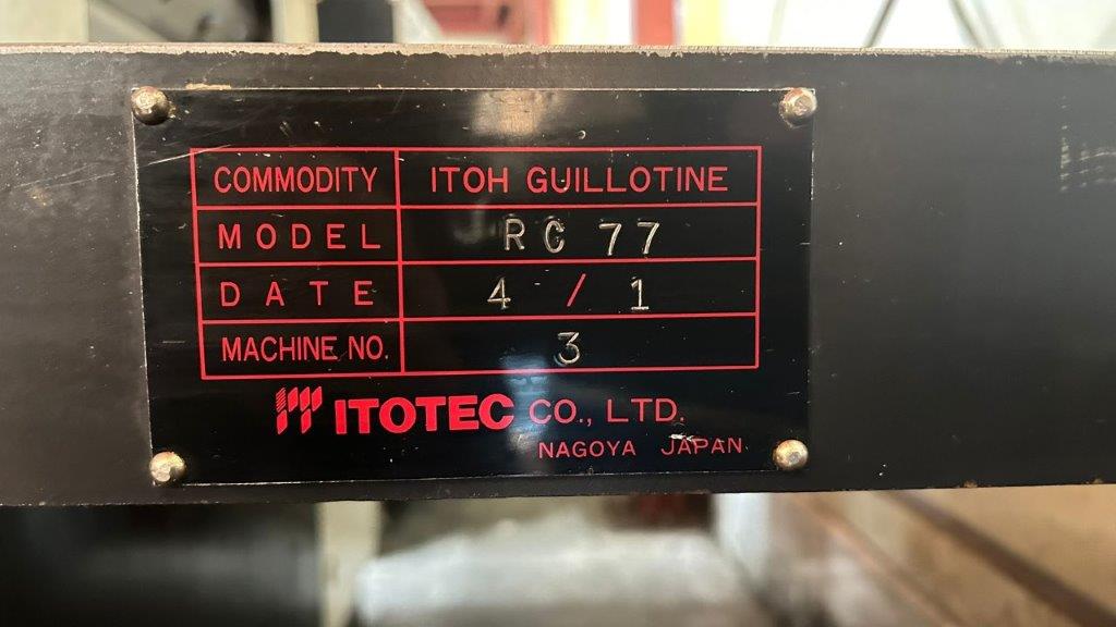 ITOTEC-CUTTING-MACHINE-RC-77 (77CM)-1989-4：offered by Jay Enterprises ...
